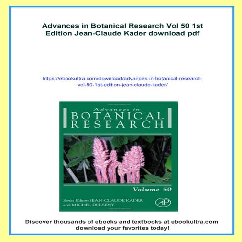 Advances in Botanical Research Vol 50 1st Edition Jean-Claude Kader | PDF