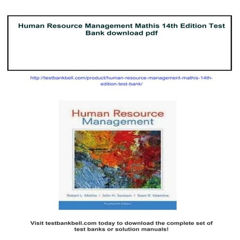 Human Resource Management Mathis 14th Edition Test Bank | PDF