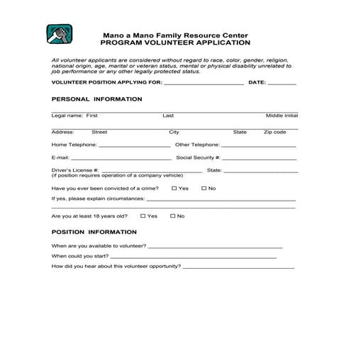 Mano-a-Mano-Volunteer-Application | PDF