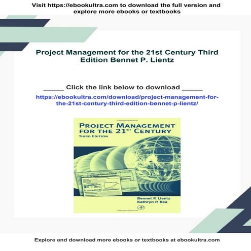 Project Management for the 21st Century Third Edition Bennet P. Lientz ...