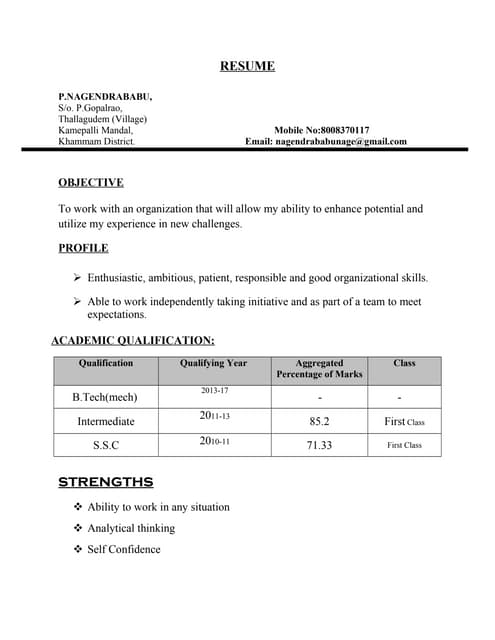 NARENDRA BABU NEW RESUME | PDF