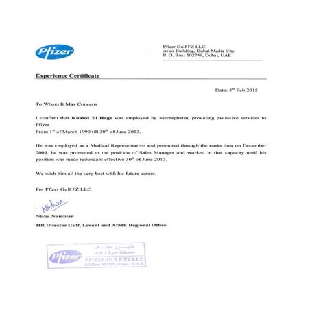 Khaled Exp Letter | PDF