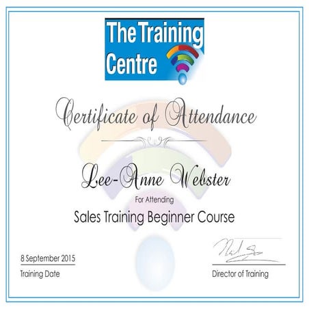 Sales Training Beginner Course Certificate - Lee-Anne Webster | PDF
