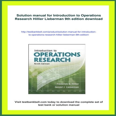 Solution manual for Introduction to Operations Research Hillier ...
