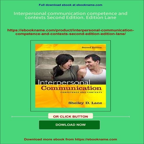 Interpersonal communication competence and contexts Second Edition. Edition Lane download pdf | PDF