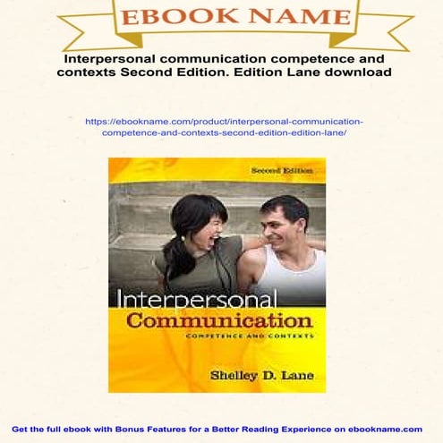 Interpersonal communication competence and contexts Second Edition ...