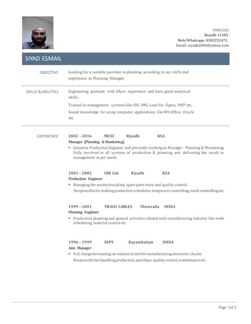 Ali M Fadel CV | PDF | Manufacturing Industry | Industries