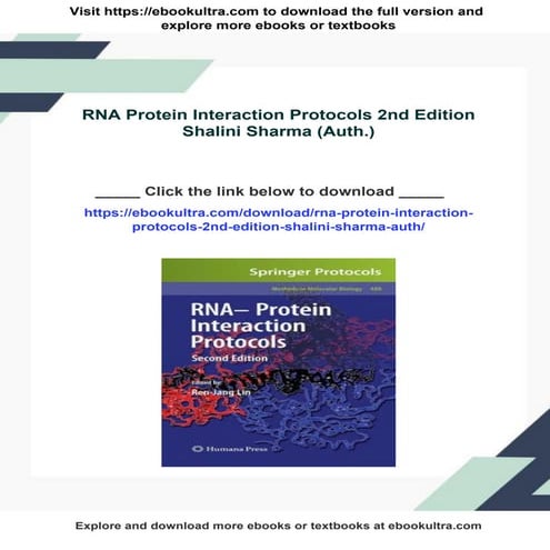 RNA Protein Interaction Protocols 2nd Edition Shalini Sharma (Auth.) | PDF