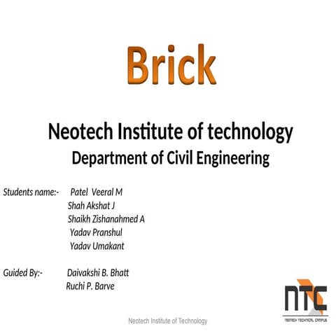 Brick as building materials | PPTX