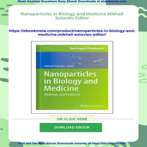 Nanoparticles in Biology and Medicine Mikhail Soloviev Editor | PDF