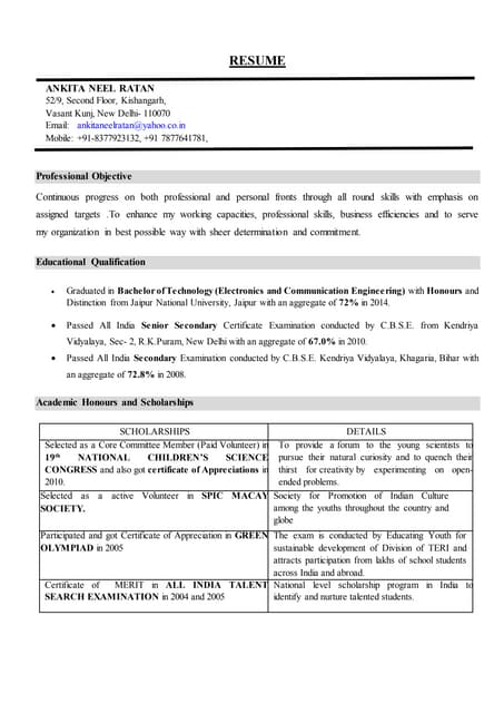 b.tech resume | PDF