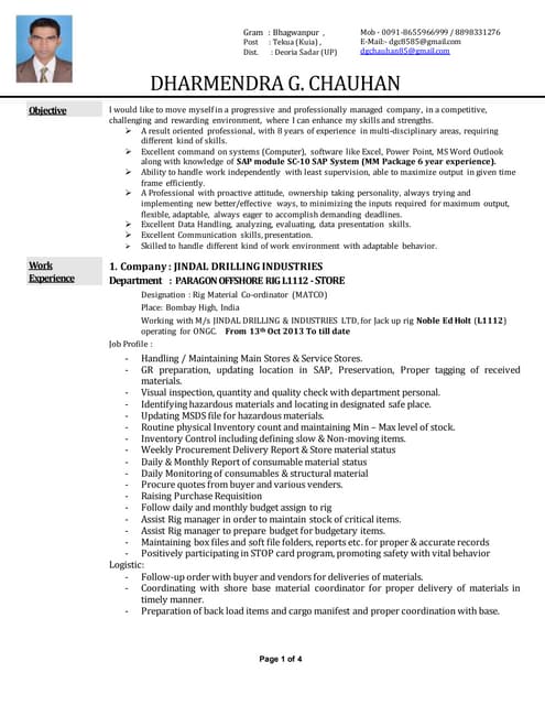 CV For Store Keeper | DOC
