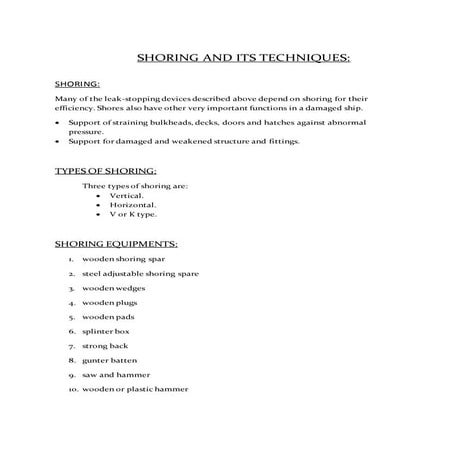 shoring and its techniques | DOCX