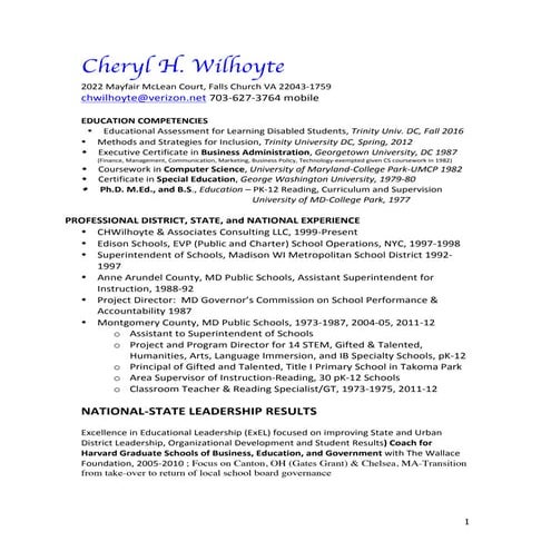 CHWilhoyte Resume Educ Consultingpdf | PDF