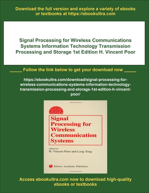 Signal Processing For Wireless Communications Systems Information