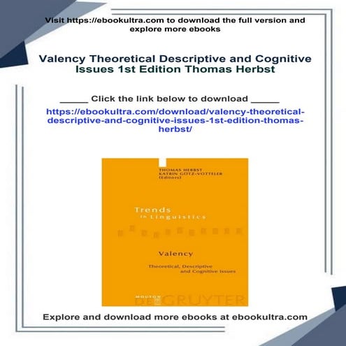 Valency Theoretical Descriptive and Cognitive Issues 1st Edition Thomas ...