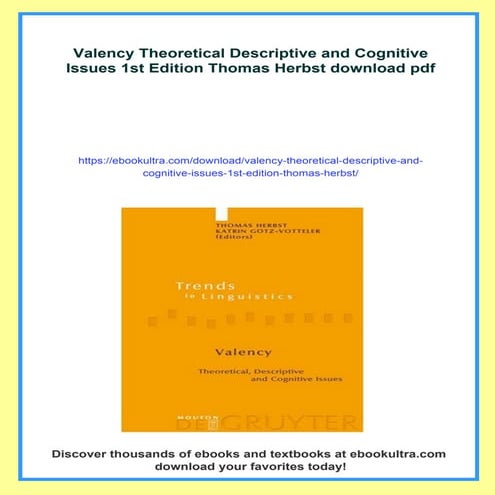 Valency Theoretical Descriptive and Cognitive Issues 1st Edition Thomas ...