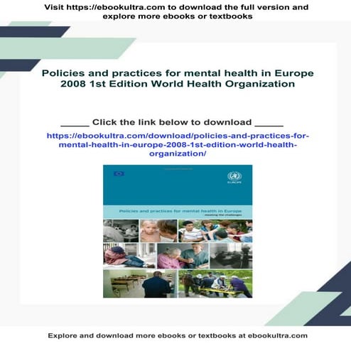 Policies and practices for mental health in Europe 2008 1st Edition ...