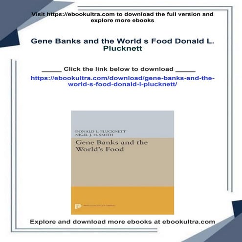 Gene Banks and the World s Food Donald L. Plucknett | PDF