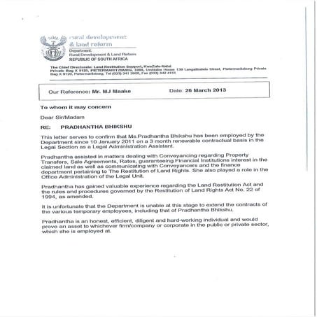 Letter of Reference - Rural Development | PDF