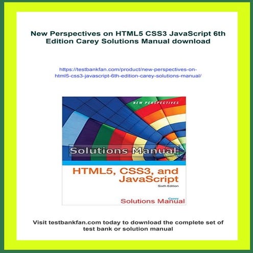 New Perspectives on HTML5 CSS3 JavaScript 6th Edition Carey Solutions Manual | PDF