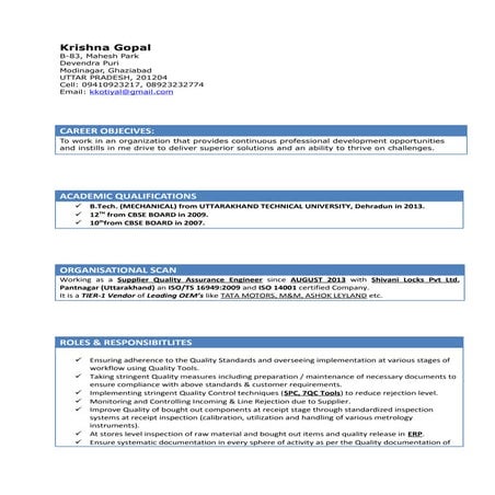 Resume Krishna | DOC