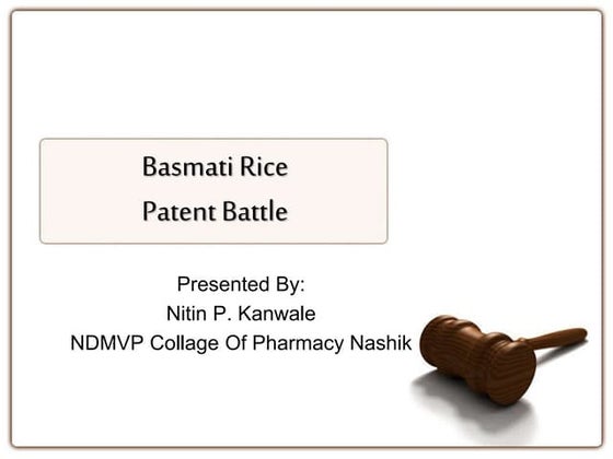 Case Study on Basamati Rice Patent Battle | PPTX | Agriculture | Industries