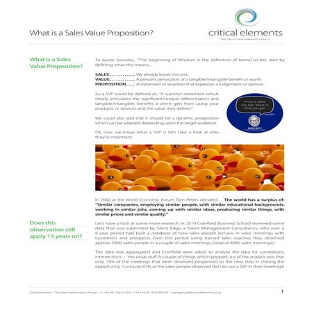 What is a Sales Value Proposition and how do I get one? | PDF
