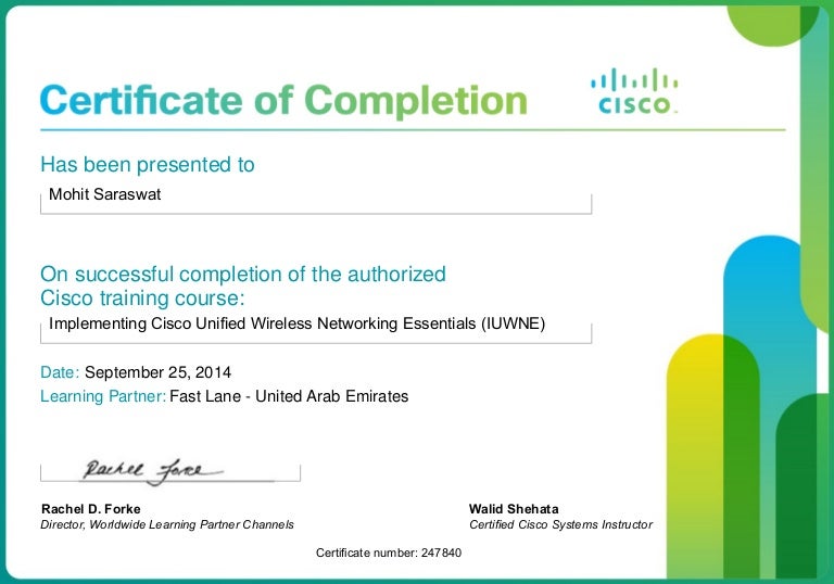 Cisco Certified Course Completion Certificate_1207402 Cisco Certified Course Completion Certificate_1207402
