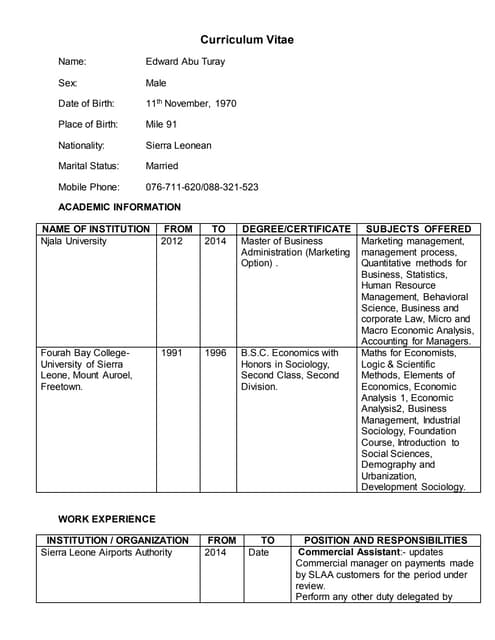 Edward Turay presentations