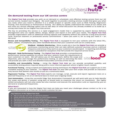 Digital Test Hub Overview | PDF