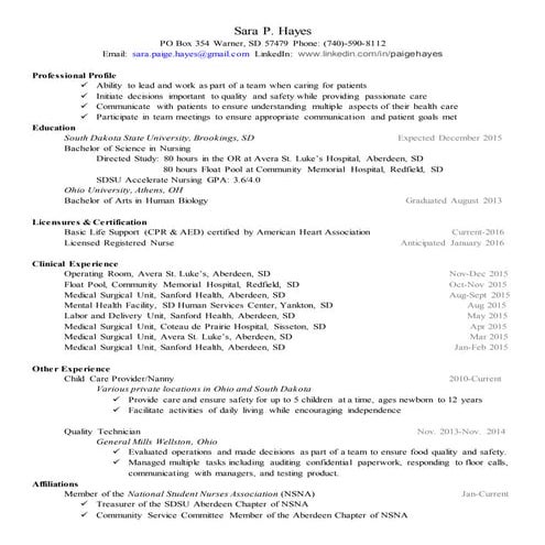 Sara Hayes Resume | DOCX