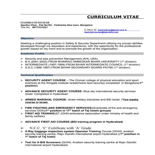 Resume Dashrath kumar | DOC