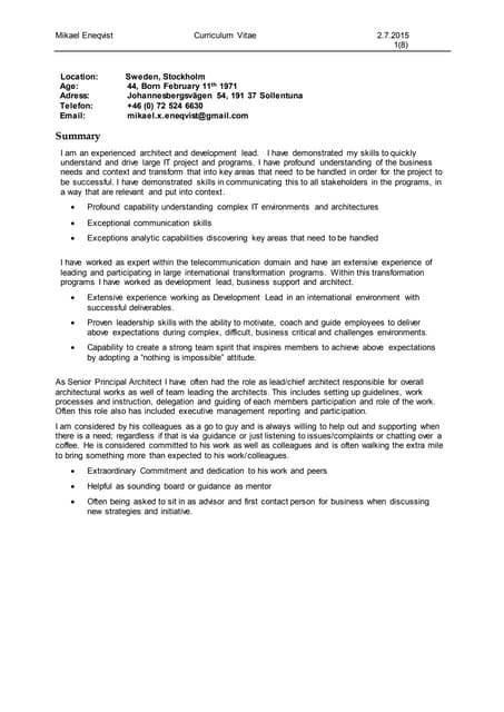 CV - Andreas Andersson | PDF