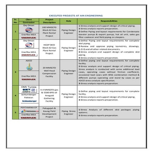 EXECUTED PROJECTS AT AIN ENGINEERING | PDF