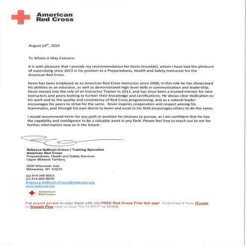 Letter of Recommendation Red Cross 2015 | PDF