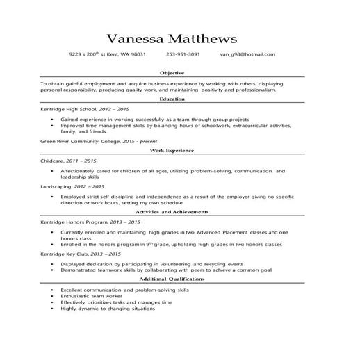 MyResume (1) | DOCX | Daycare and Pre-School | Parenting