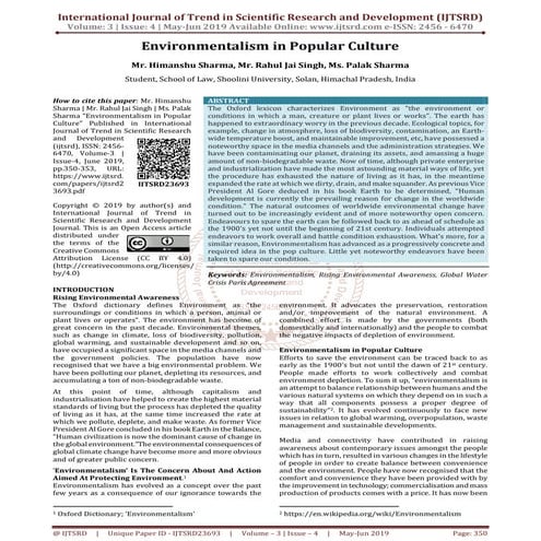 Environmentalism in Popular Culture | PDF