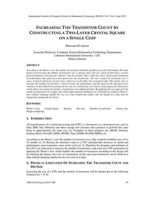 Moore’s Law Effect on Transistors Evolution | PDF