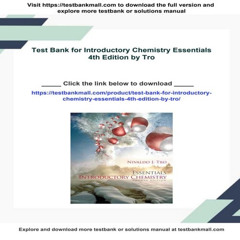 Test Bank for Introductory Chemistry Essentials 4th Edition by Tro | PDF