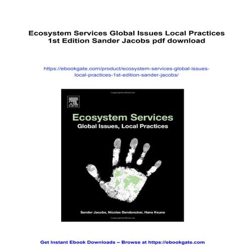 Ecosystem Services Global Issues Local Practices 1st Edition Sander ...