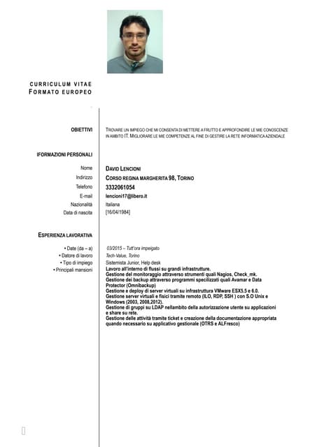 Cv Europeo Paolo Galli 2016 | DOC