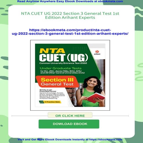 NTA CUET UG 2022 Section 3 General Test 1st Edition Arihant Experts | PDF
