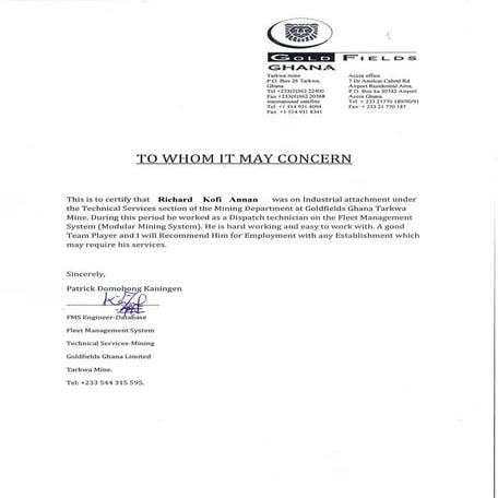 Goldfields Reference letter-new | PDF