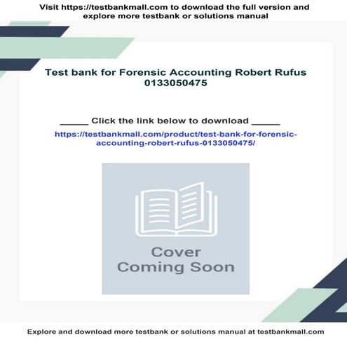 Test bank for Forensic Accounting Robert Rufus 0133050475 | PDF