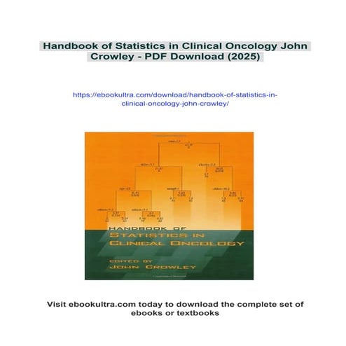 Handbook of Statistics in Clinical Oncology John Crowley | PDF