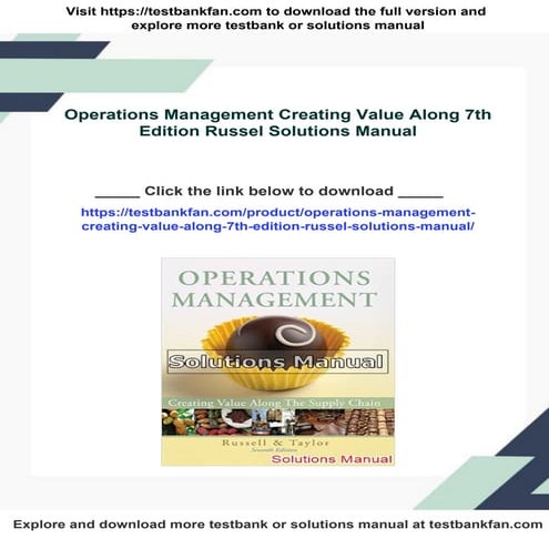 Operations Management Creating Value Along 7th Edition Russel Solutions Manual | PDF