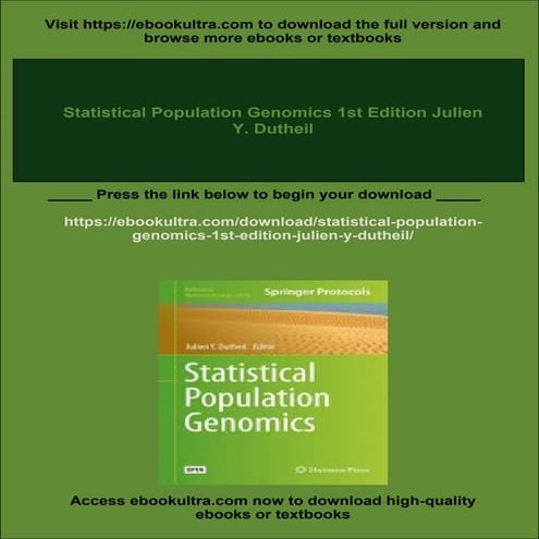 Statistical Population Genomics 1st Edition Julien Y. Dutheil | PDF