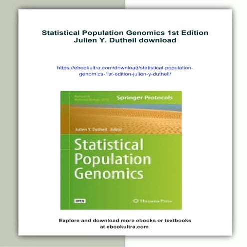 Statistical Population Genomics 1st Edition Julien Y. Dutheil | PDF