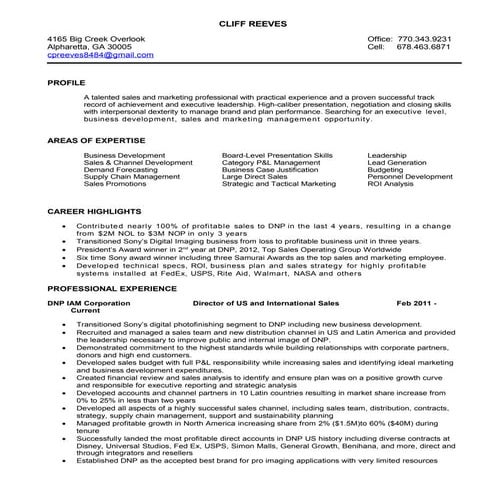 CReeves 2015 v1 | DOC | Sales | Business